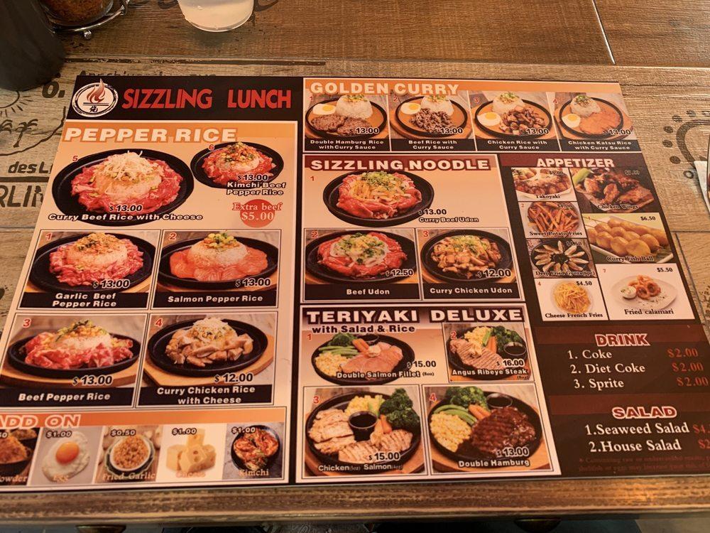 Menu at Sizzling Lunch steakhouse, Goleta