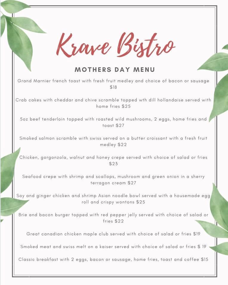 Menu at Krave Bistro restaurant, Arnprior