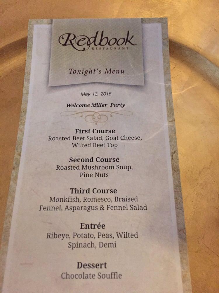 Menu at Redbook Restaurant, Charles Town