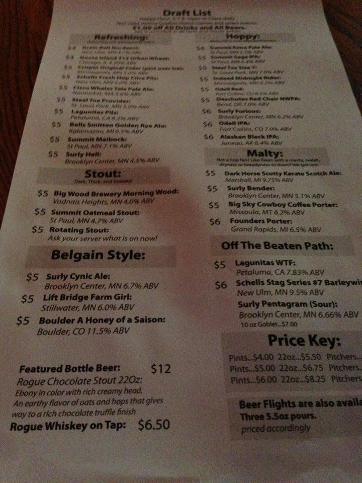 Menu at Stub and Herbs pub & bar, Minneapolis