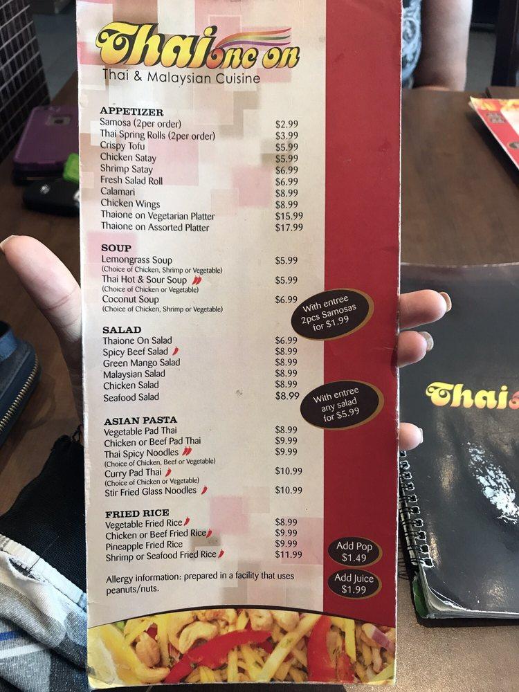 Menu at Thai One On restaurant, Pickering, 570 Kingston Rd