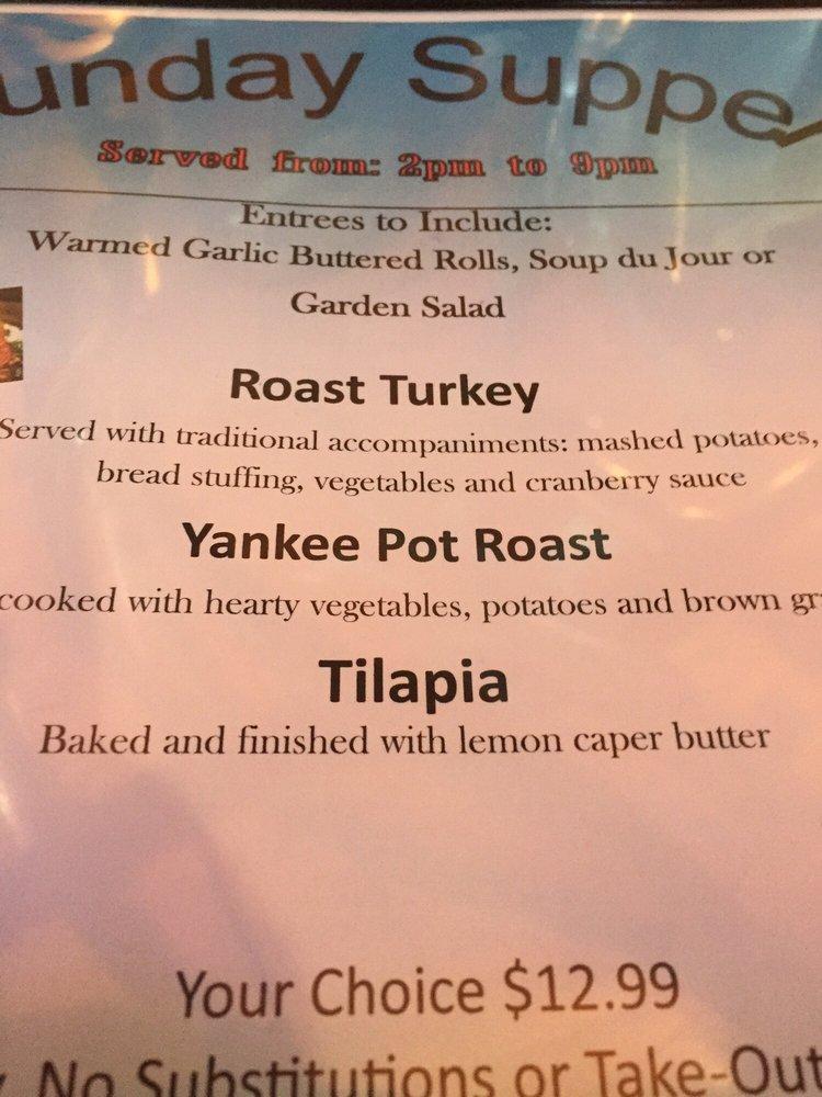 Menu at Yesterday's Creekside Tavern pub & bar, Marmora