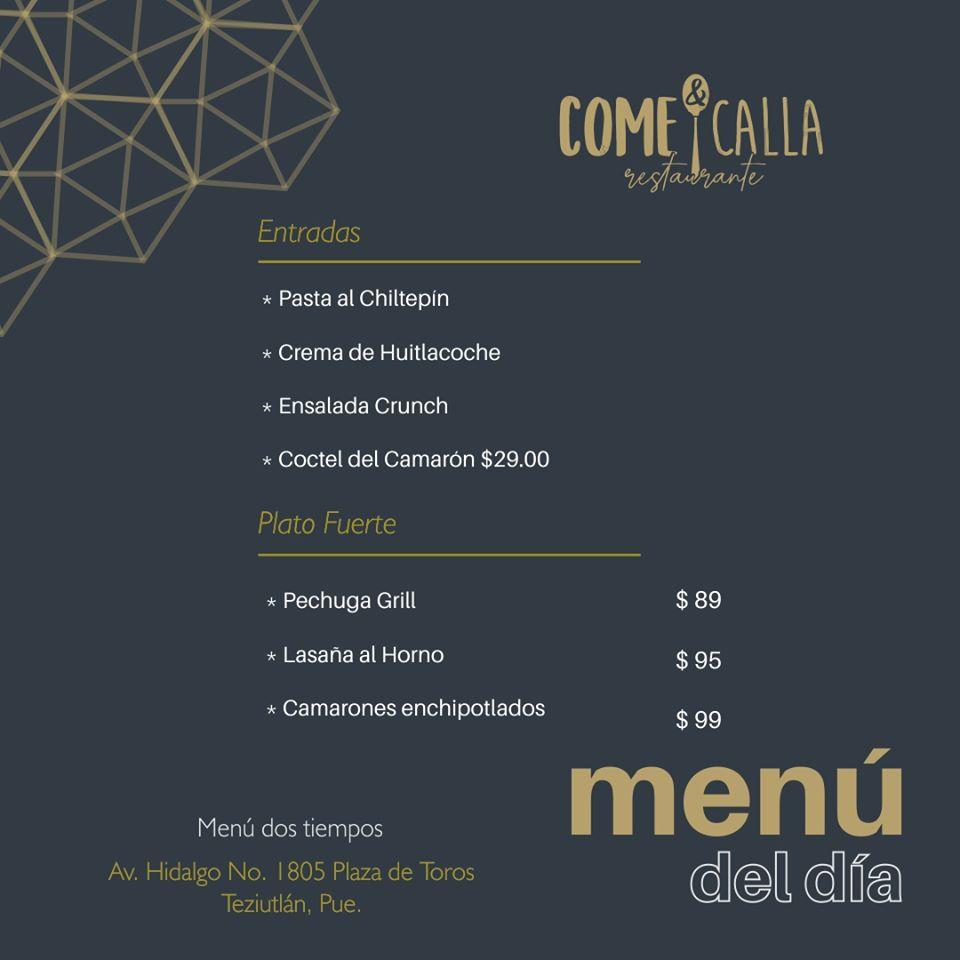 Carta del restaurante Come y cálla, Teziutlán, Av Miguel Hidalgo #1805