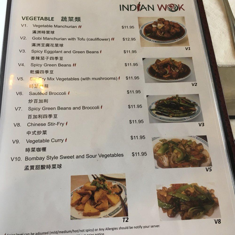 Menu at Indian Wok restaurant, Burnaby