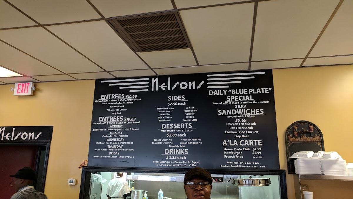 Menu at Nelson's Buffeteria restaurant, Tulsa, S Memorial Dr