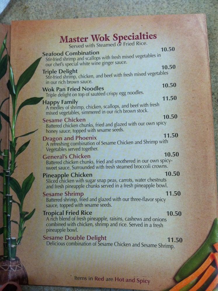 Menu at Ye's Master Wok restaurant, Lee's Summit, SW Raintree Dr