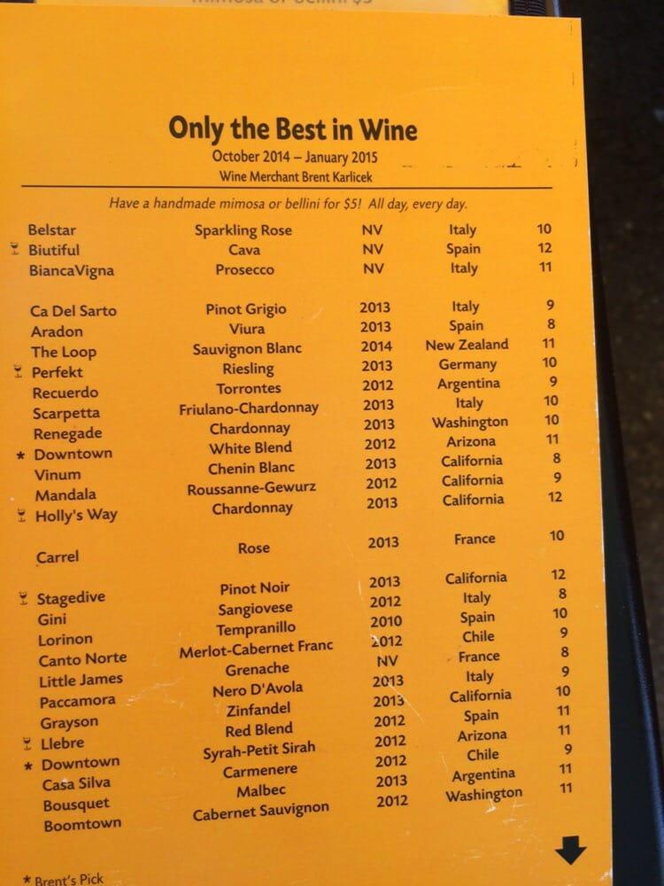 Menu at Postino East pub & bar, Gilbert