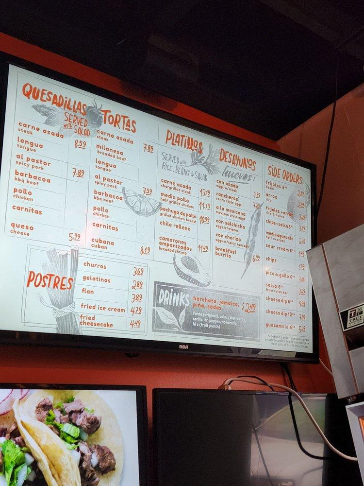 Menu at Speedy Burrito fast food, Winder