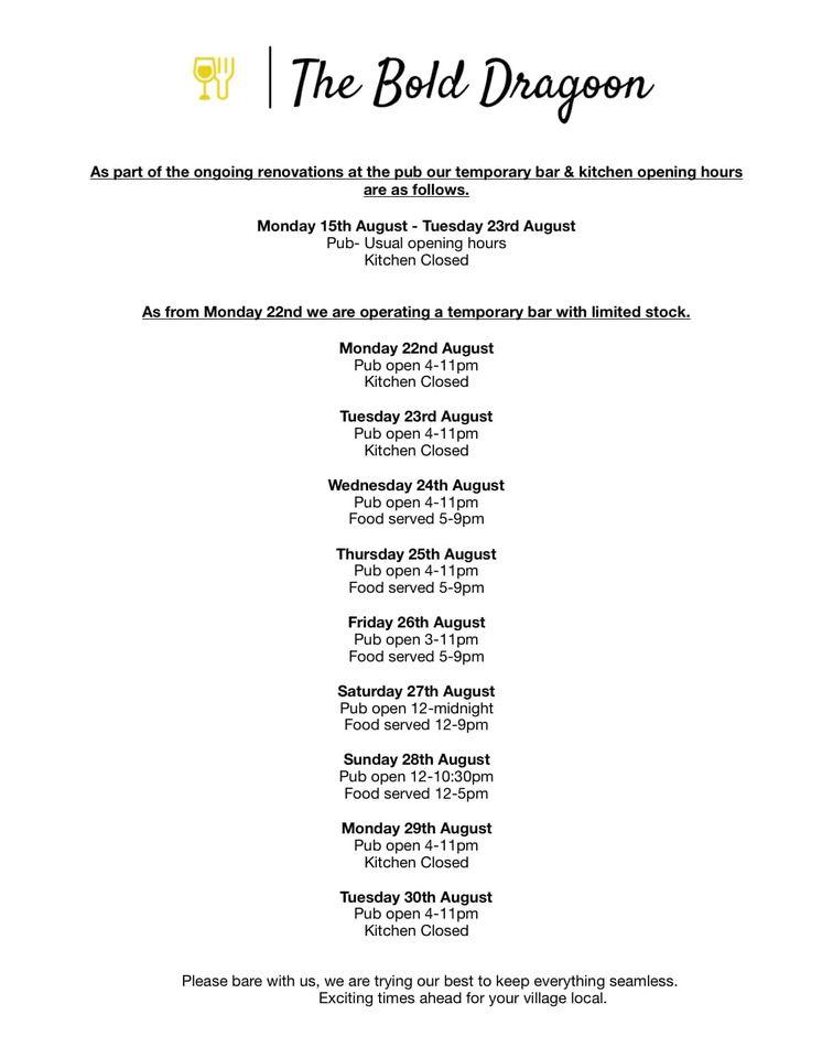 Menu at The Bold Dragoon and Restaurant 48, Northampton