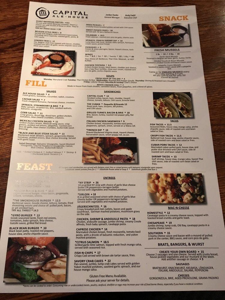Menu at Capital Ale House pub & bar, Midlothian, Village Place Dr