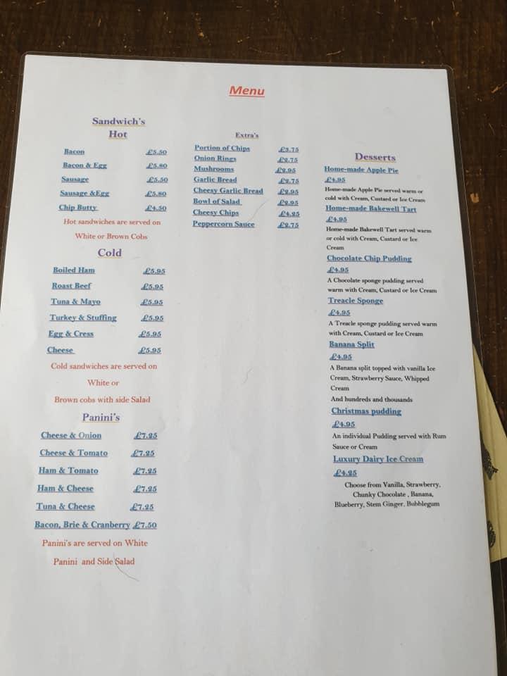 Menu at George Hotel Youlgreave pub & bar, Bakewell