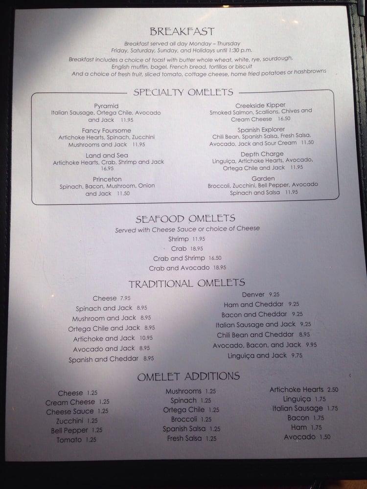 Menu at Harbor Bar, Half Moon Bay