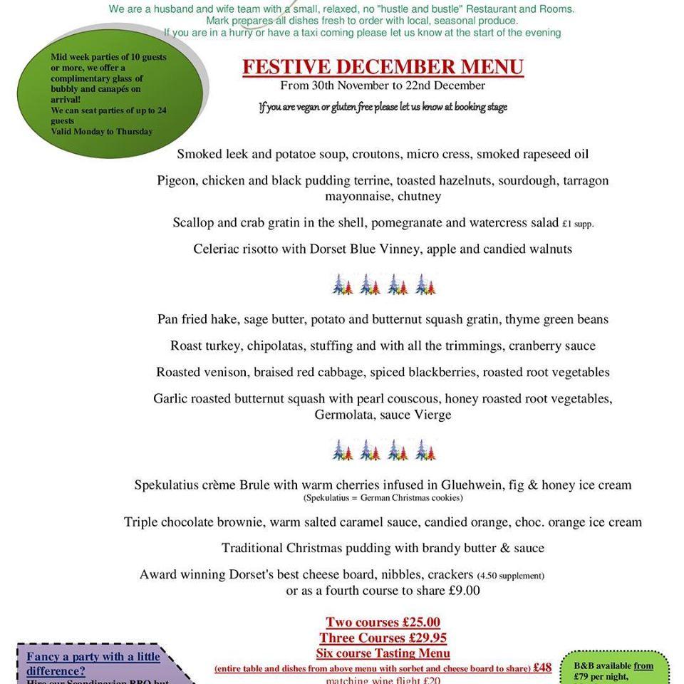 Menu at La Fosse at Cranborne restaurant, Cranborne