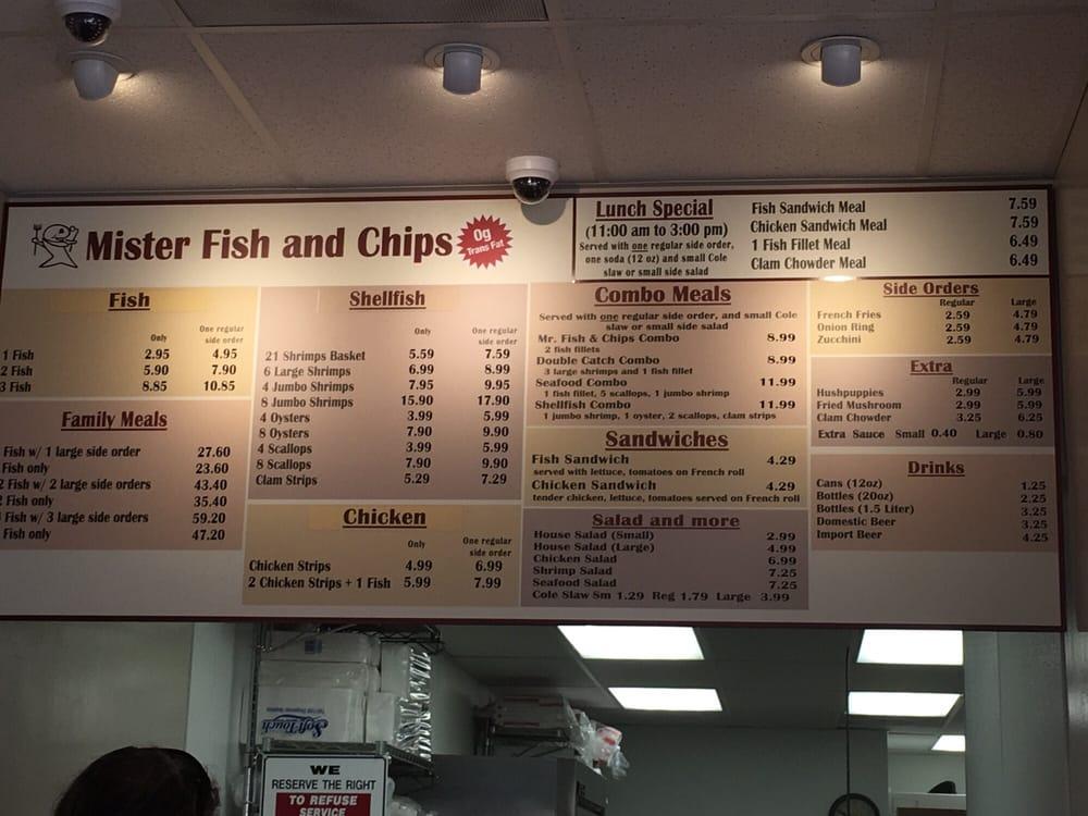 Menu at Mr. Fish & Chips restaurant, San Diego