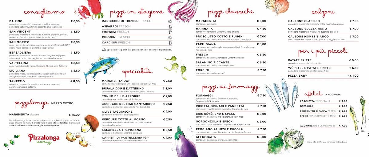 Menu at Pizzalonga Away Mira pizzeria, Mira