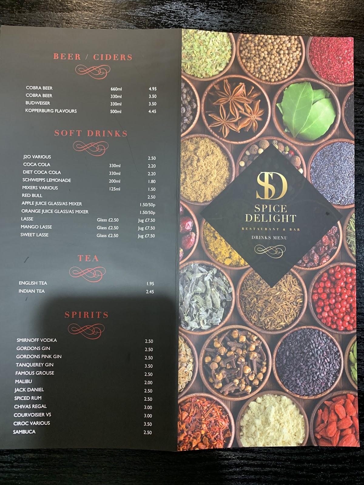 Carta de Spice Delight Restaurant & Bar, Halifax