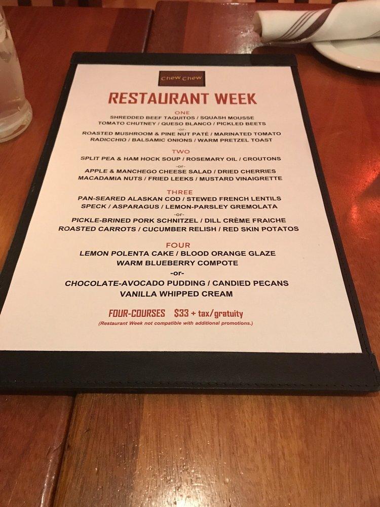 Menu at The Chew Chew restaurant, Riverside