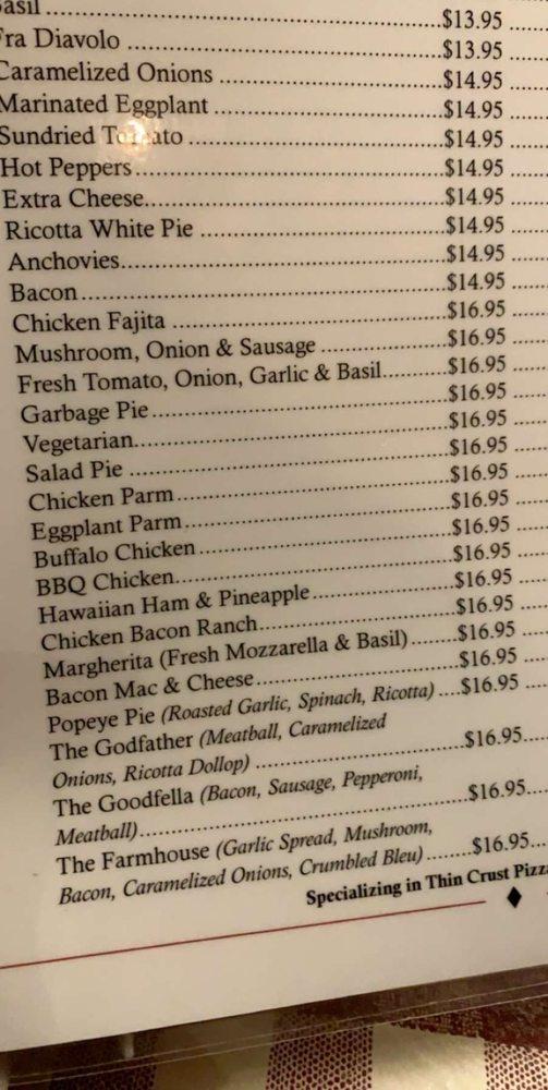 Menu at The Mountain House pizzeria, Sparkill, 333 NY-340