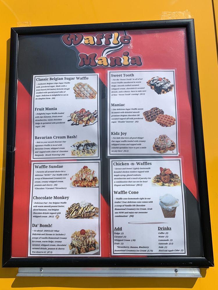 Menu at Waffle Mania desserts, Lynchburg
