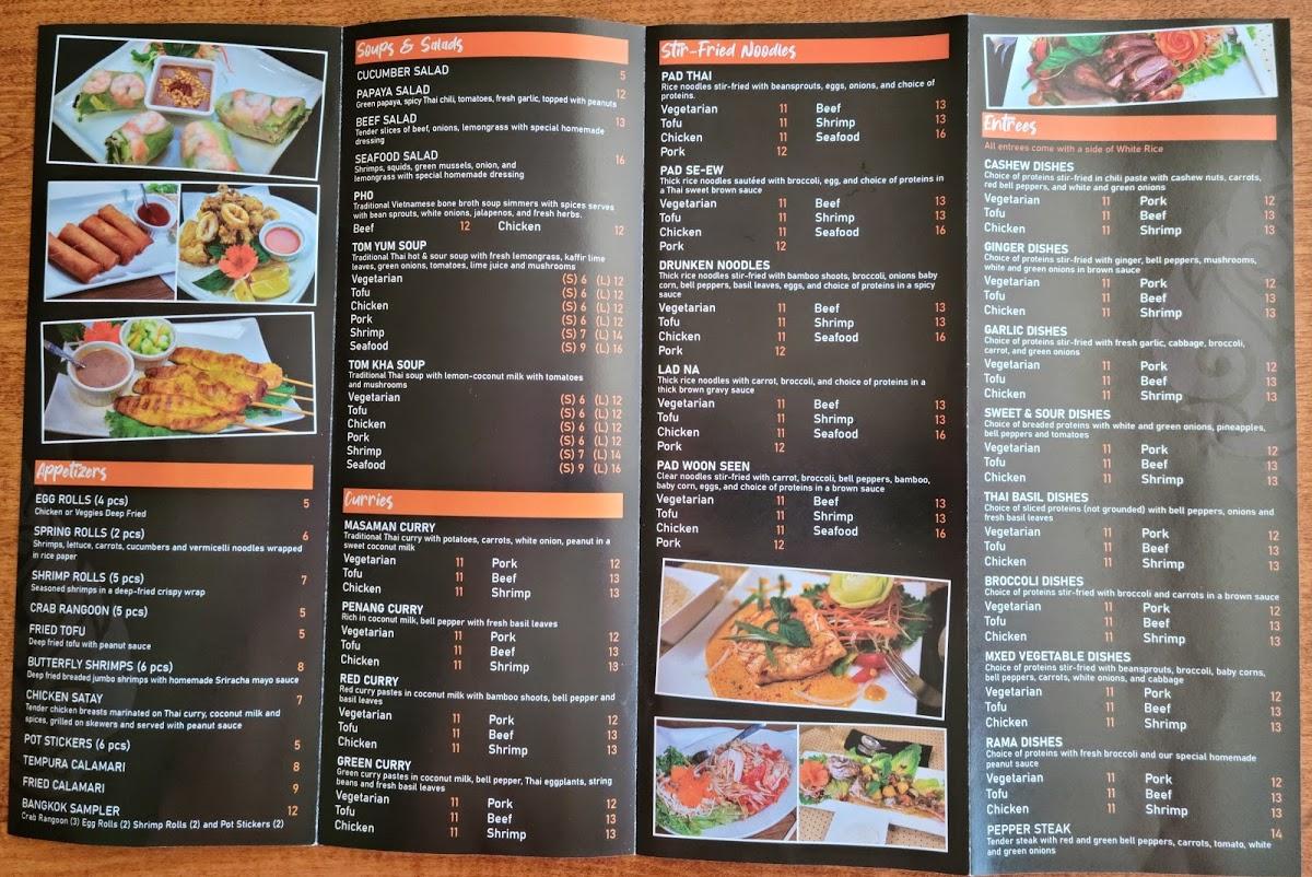 Menu at @BANGKOK THAI EXPRESS restaurant, Carpentersville