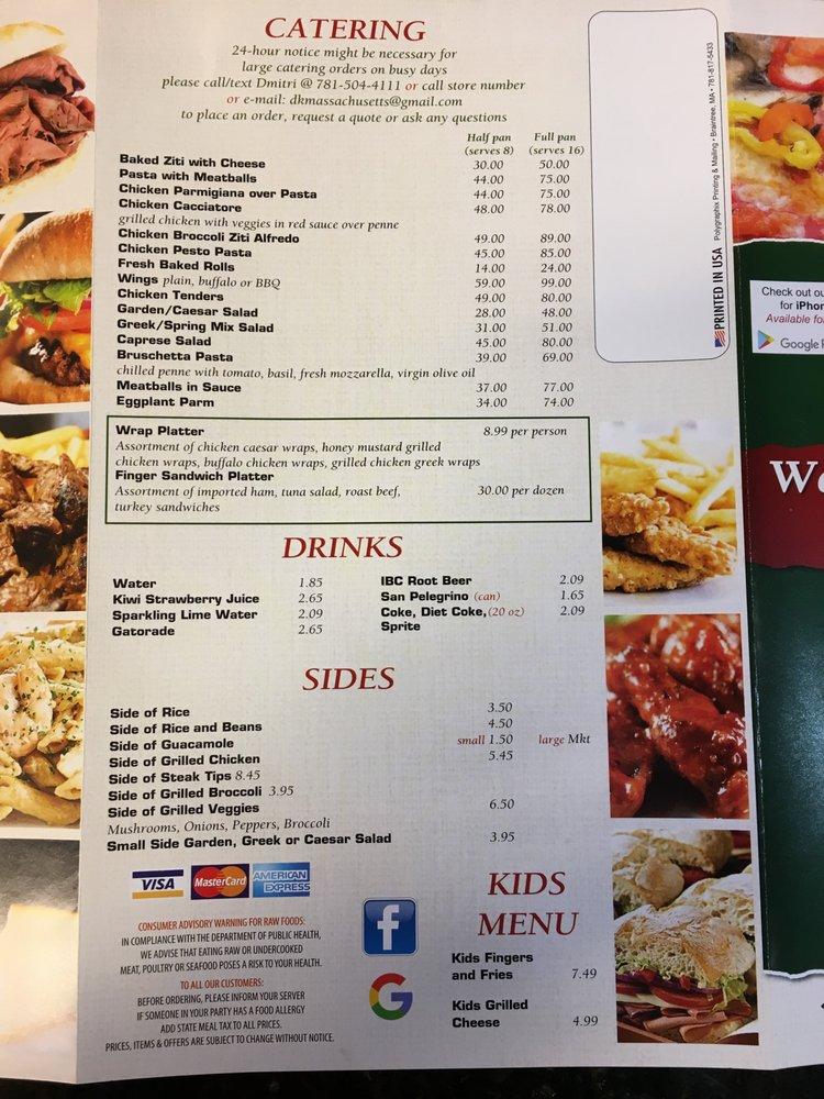 Menu at Cooks Window Italian Pizza and Catering pizzeria, Wellesley