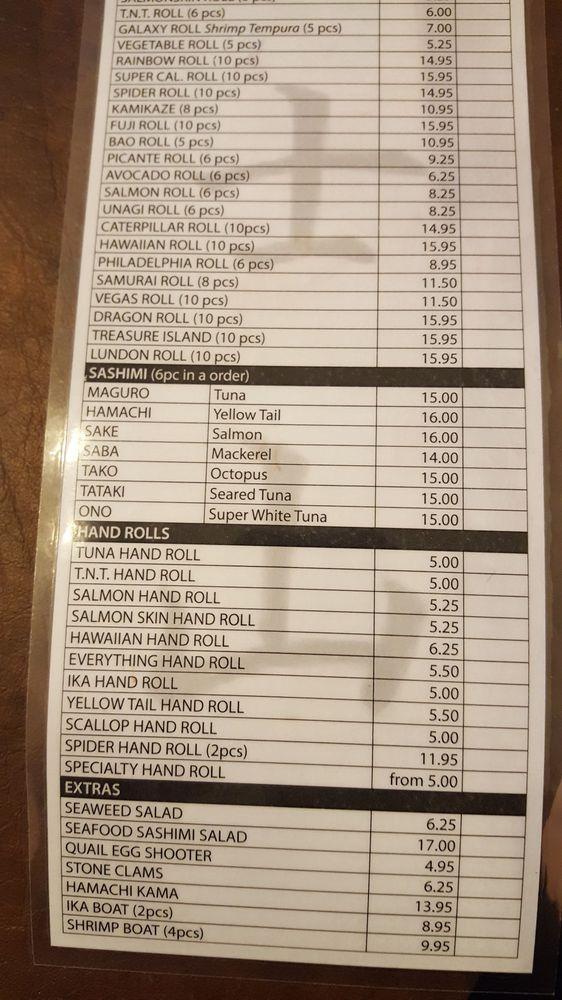 Menu at Fujiyama Japanese Restaurant & Sushi Bar, Prescott