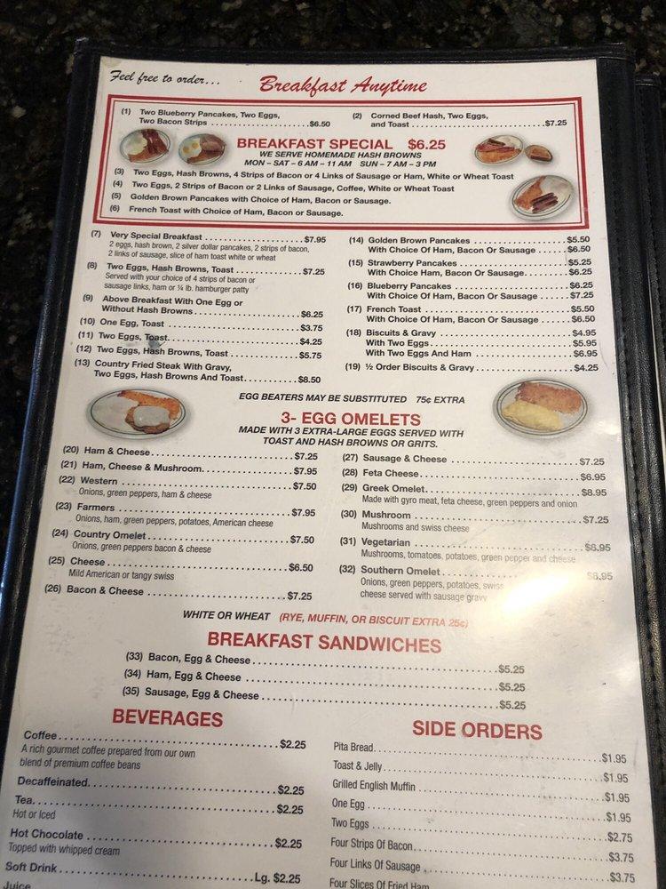 Menu at Johnny's Diner restaurant, Winter Park