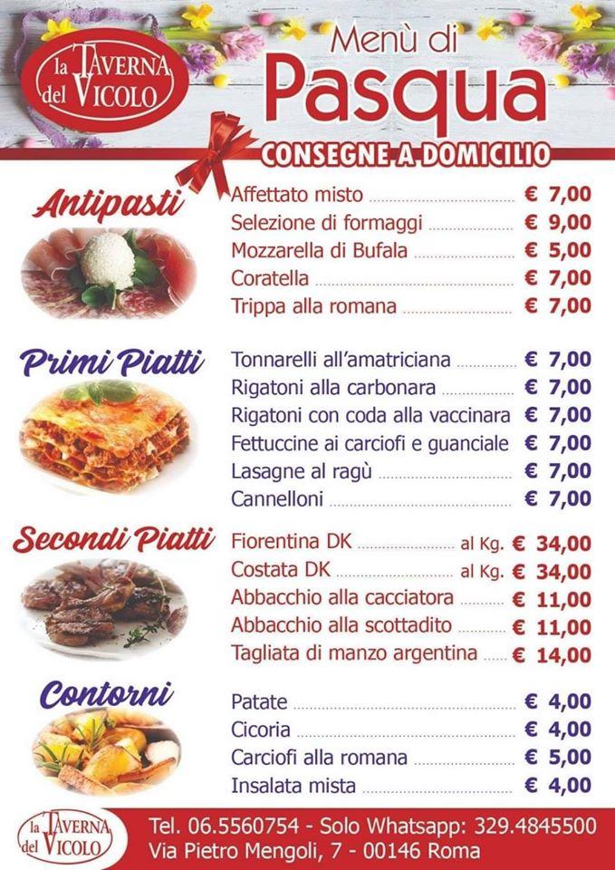 Menu da La Taverna Del Vicolo Roma ristorante, Roma