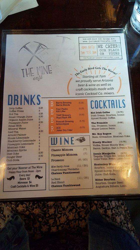 Menu at The Mine Café cafe, Jerome