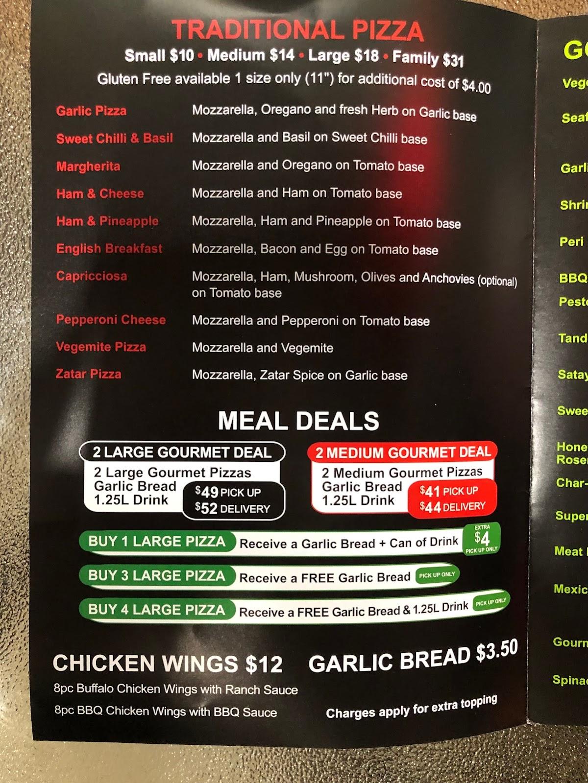 Menu at Aldas Pizza pizzeria, Toukley