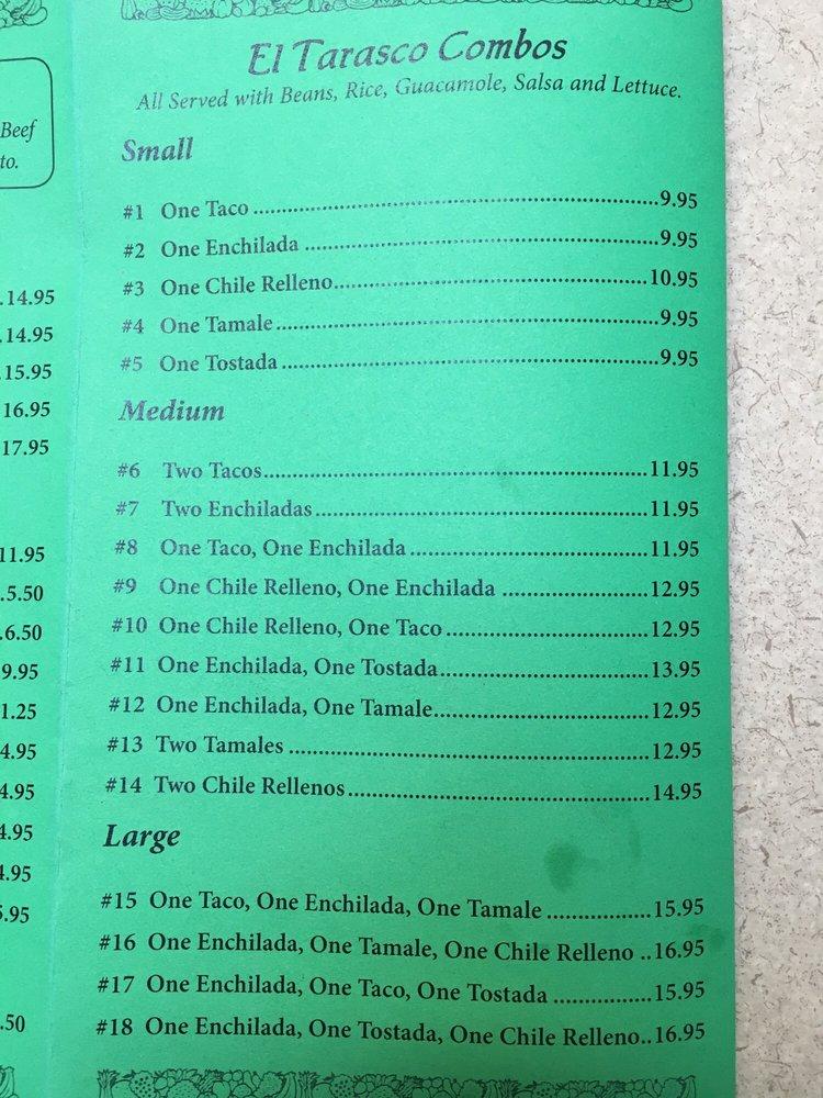 Menu at El Tarasco Restaurant, Sebastopol