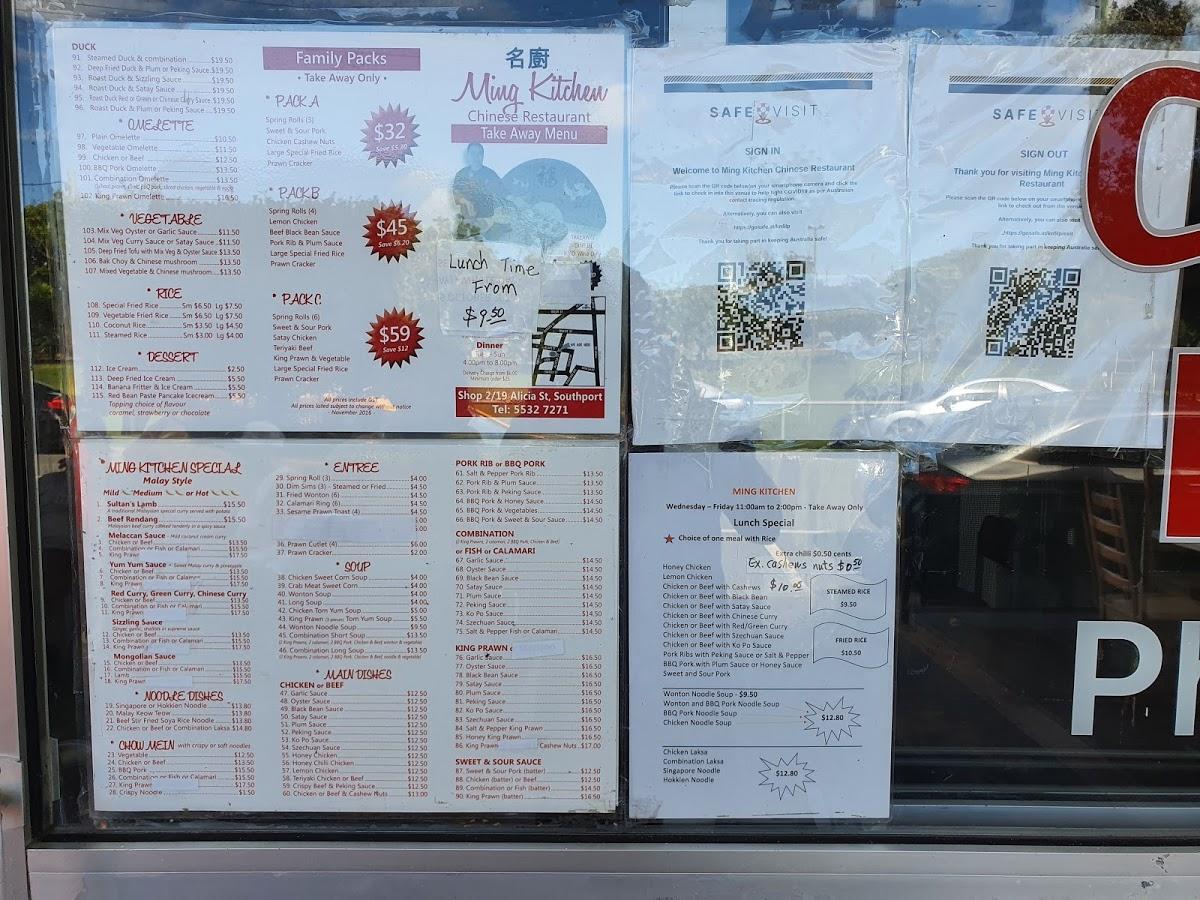 Menu at Ming Chinese Kitchen fast food, Southport
