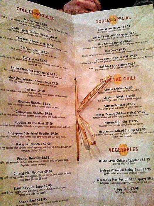 Menu at Nooshi restaurant, Washington, 19th St NW