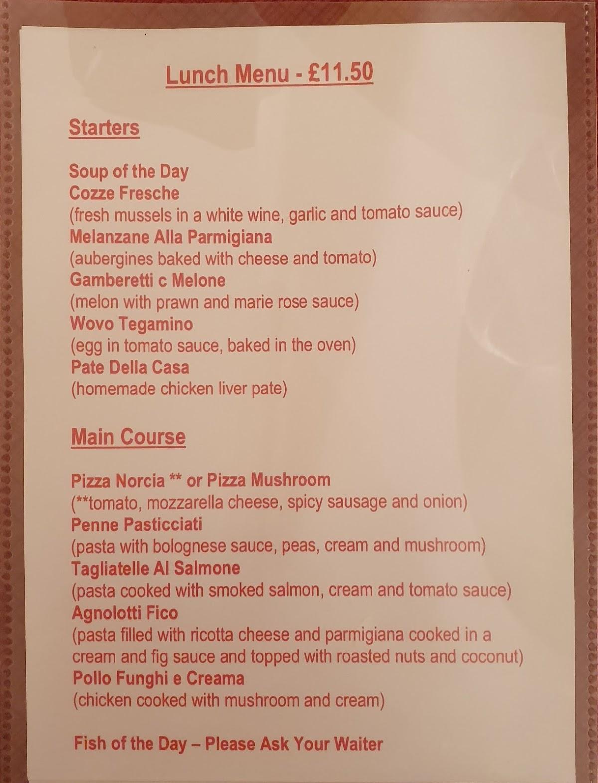 Menu at Papilio restaurant, Edinburgh