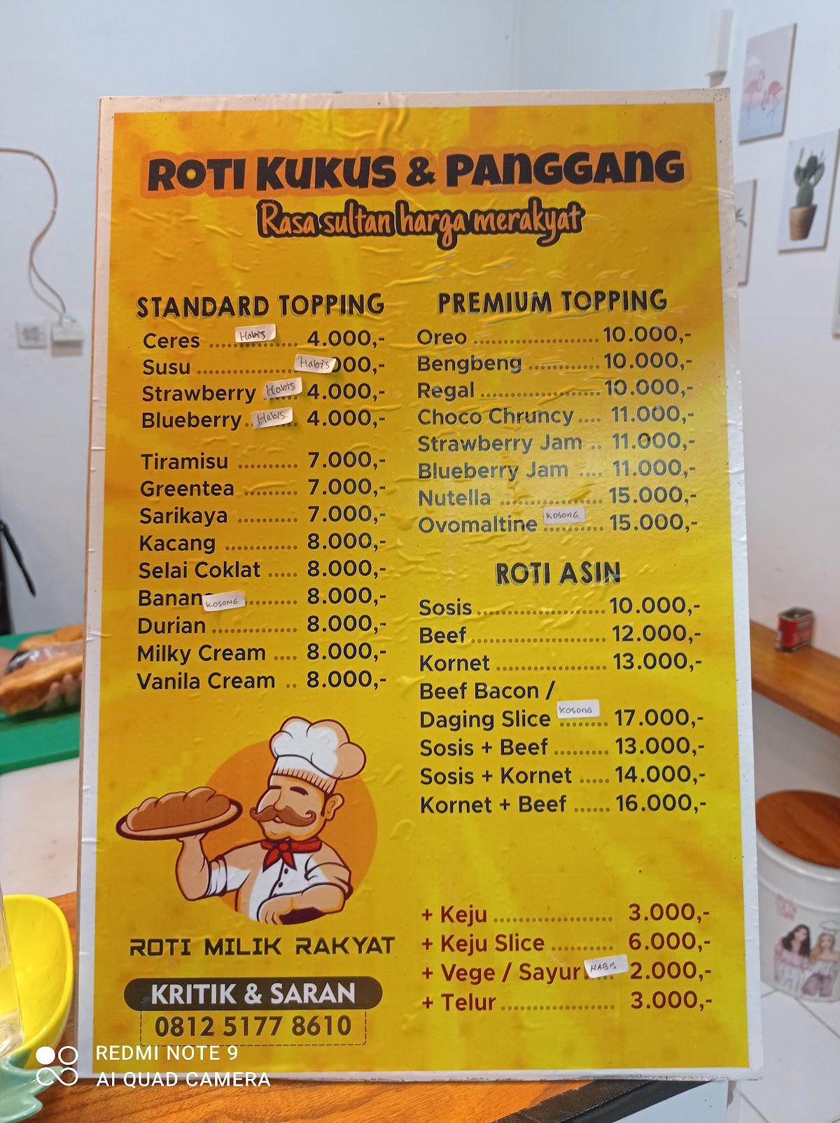 Menu at Roti milik rakyat, Pembataan