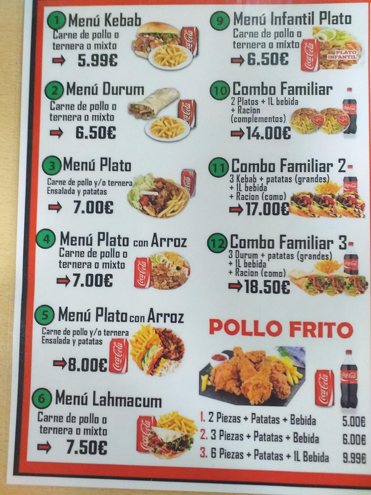 Carta del restaurante Star Kebab & Pollo Asado, Madrid