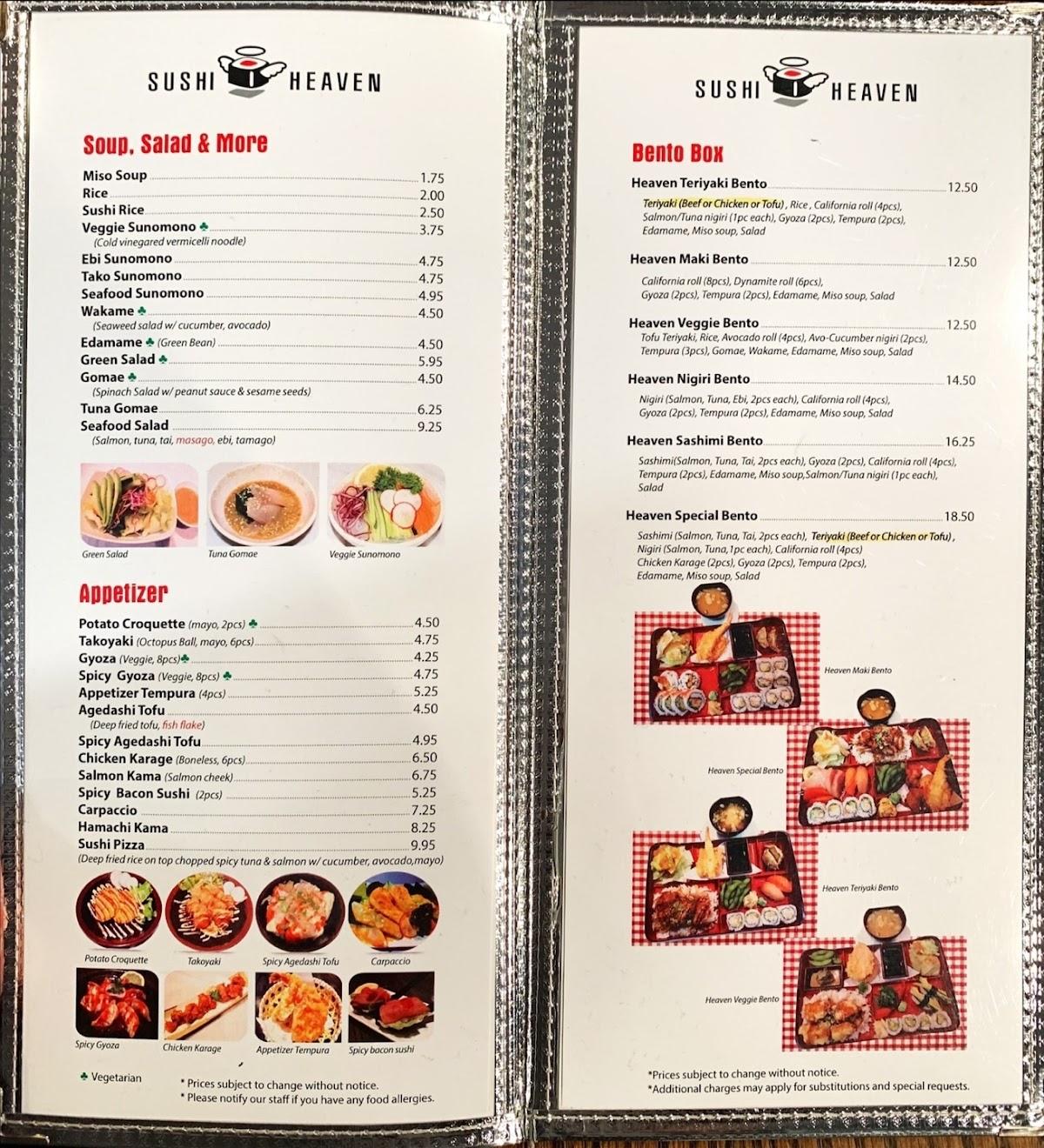 Menu at Sushi Heaven in New Westminster restaurant, New Westminster ...