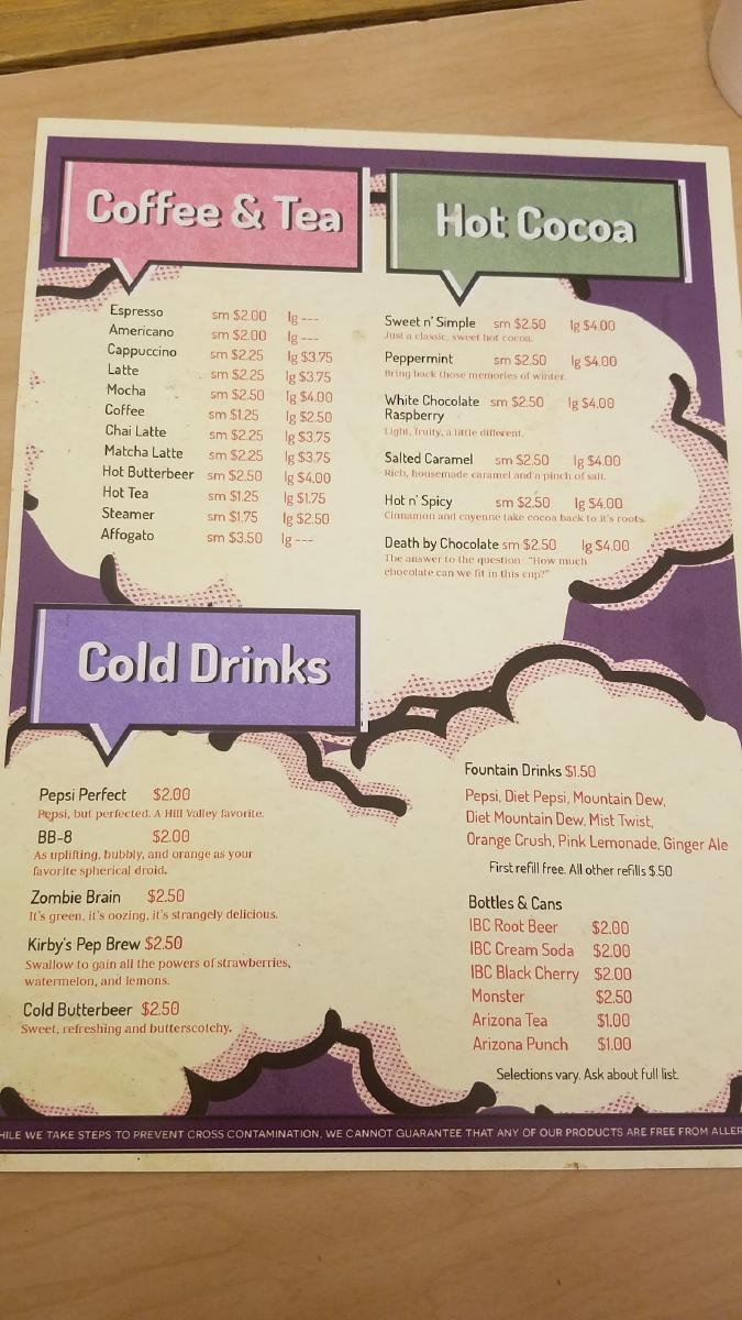 Menu at Victory Pointe Arcade and Gaming Cafe, Pittsburgh