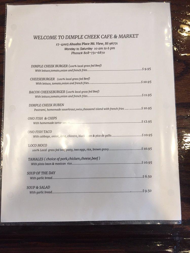 Carta de Dimple Cheek Cafe & Local Market, Mountain View