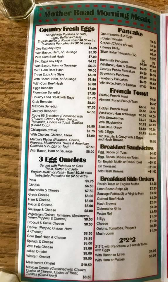 Menu at Joliet Route 66 Diner restaurant, Joliet