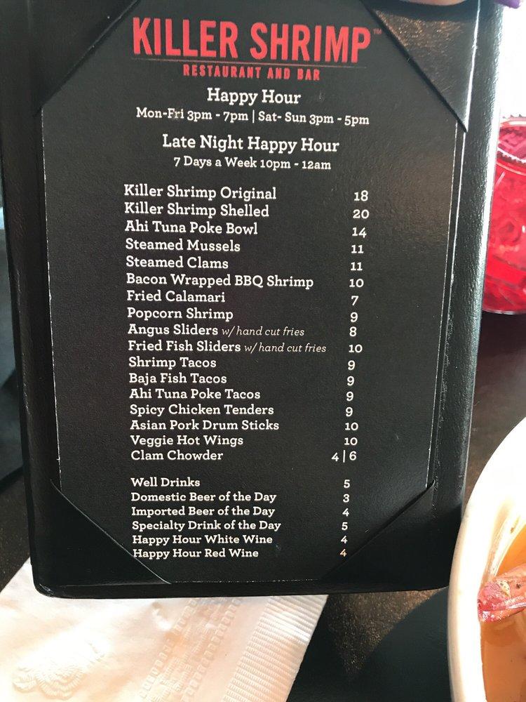 Menu at Killer Shrimp pub & bar, Marina del Rey, Admiralty Way
