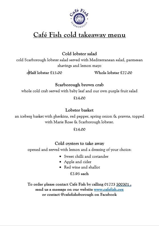 Menu at Cafe Fish, Scarborough, 19 York Pl