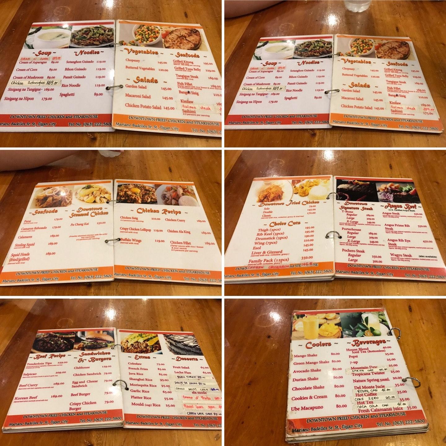 Menu at Downtown Fried Chicken & Steakhouse, Iligan City
