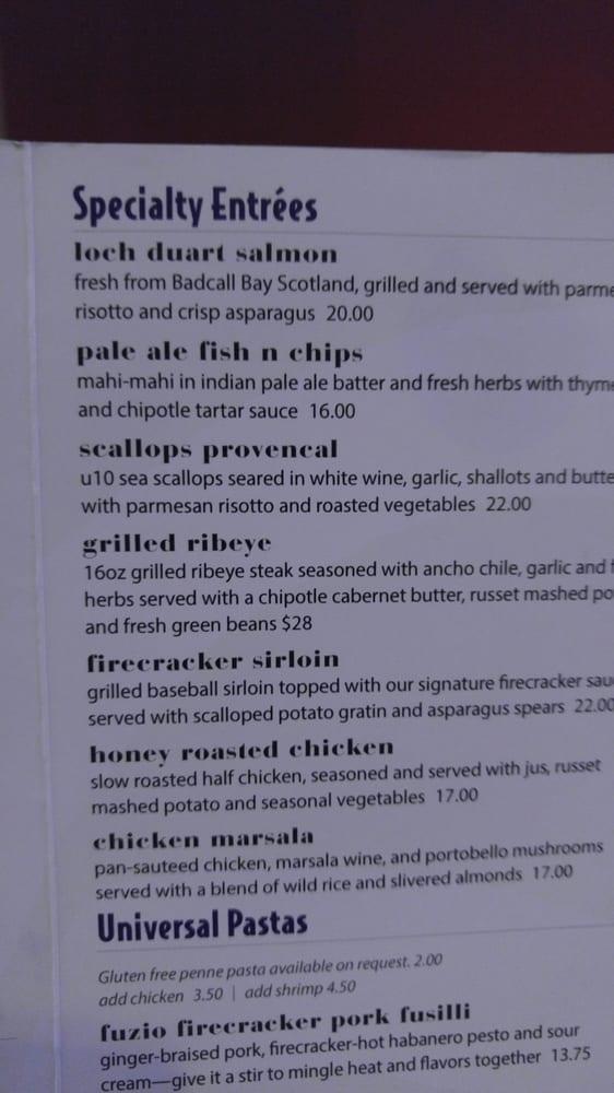 Menu at Fuzio Universal Bistro pub & bar, Modesto