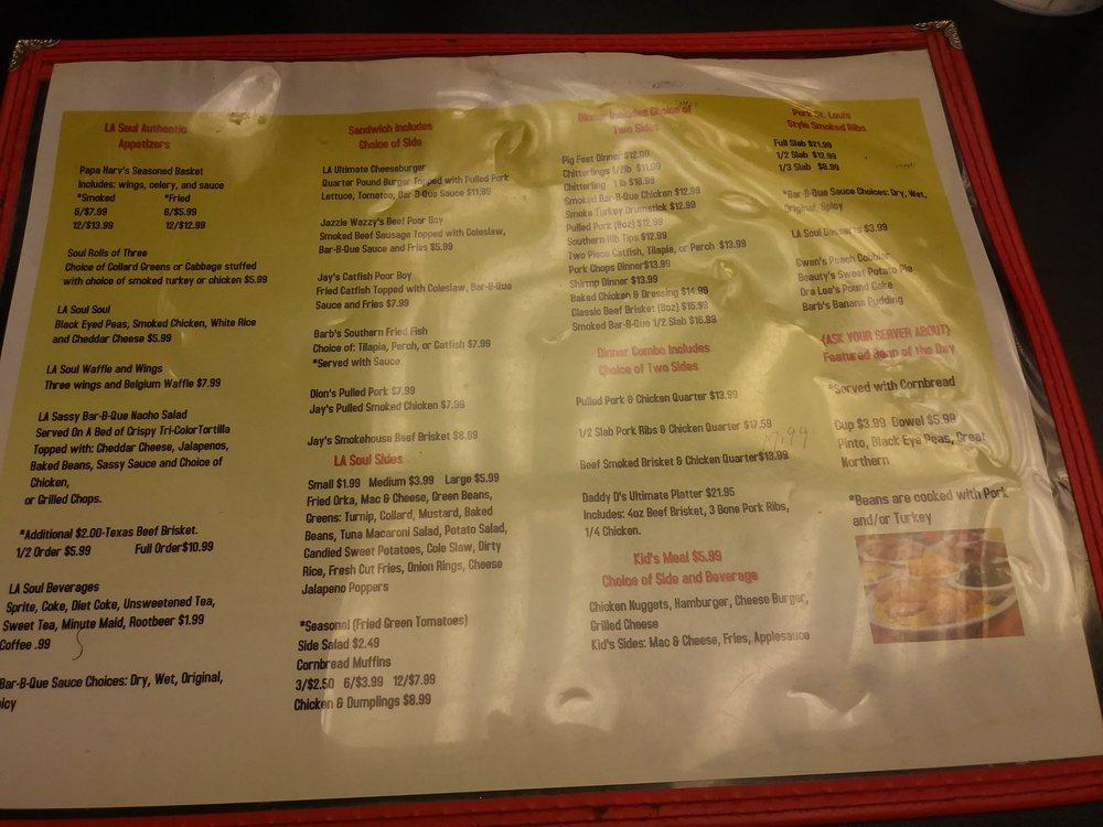 Menu at LA Soul desserts, Akron, E Tallmadge Ave