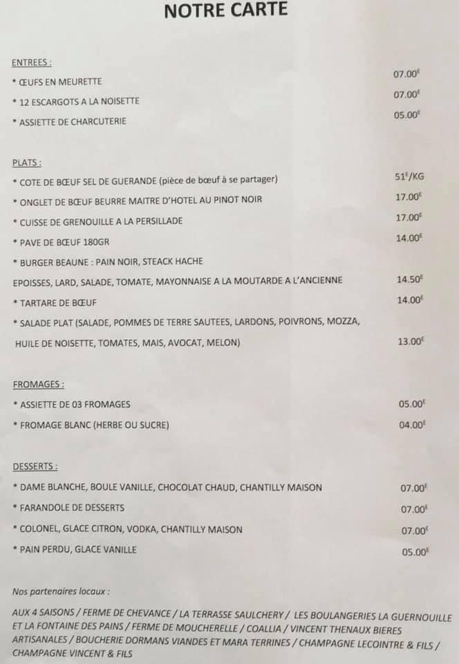 Menu at Le Manoir pub & bar, Romeny-sur-Marne
