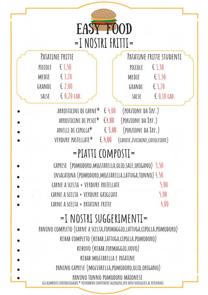 Menu at Easy Food da Maurizio, Nuoro