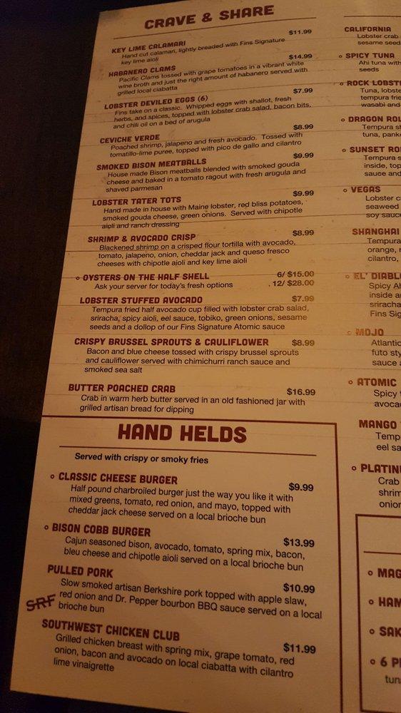 Menu at Smokin Fins restaurant, Chandler