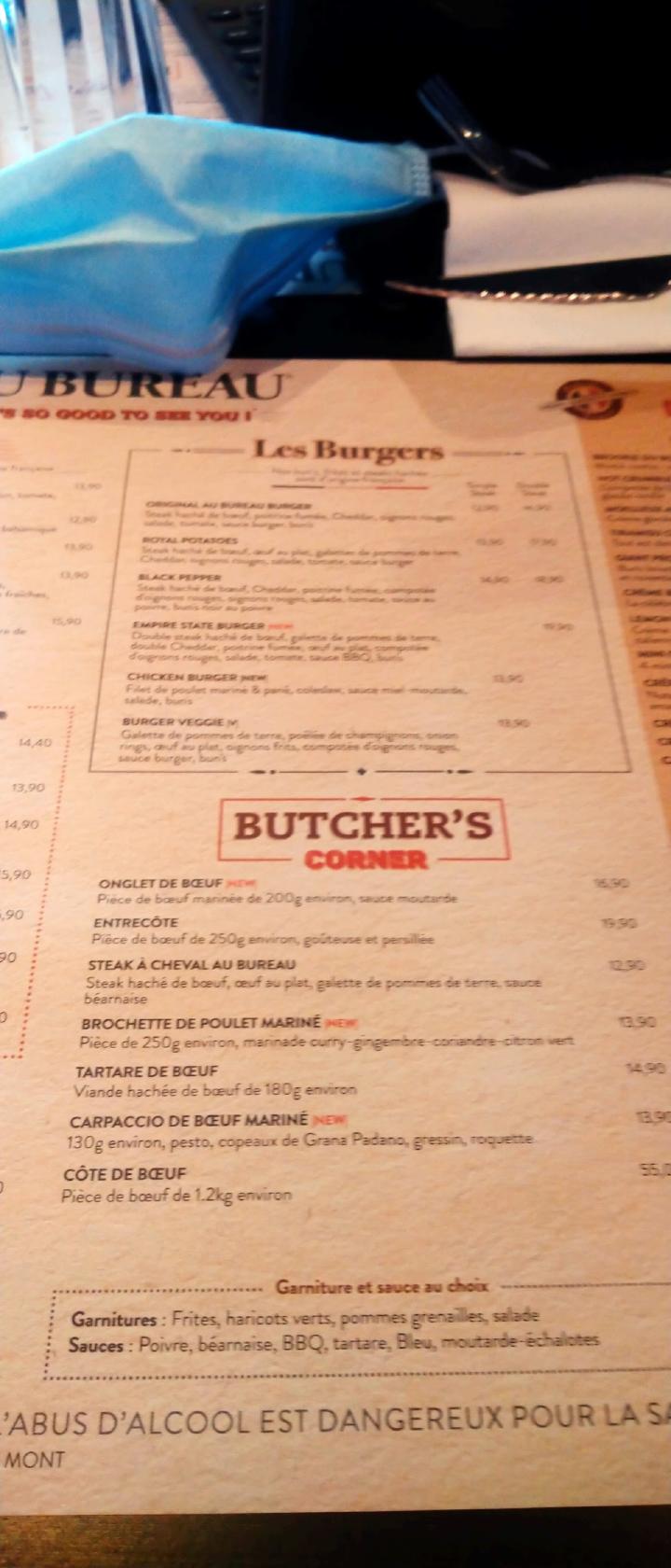 Menu au Au Bureau restaurant, Saint-Pierre-du-Mont