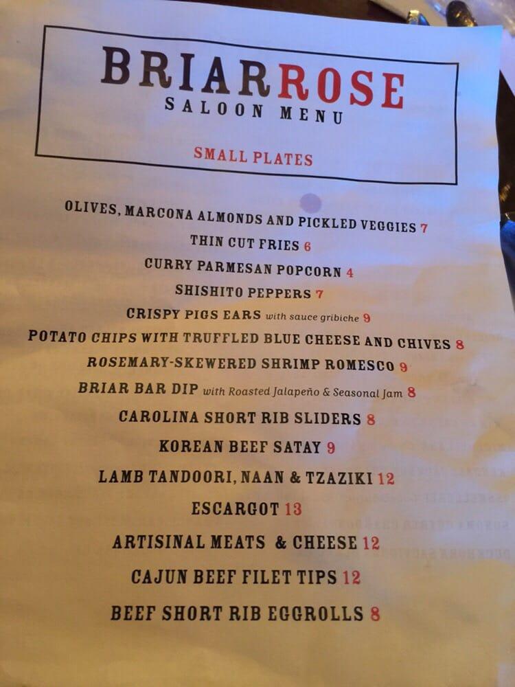 Menu at Briar Rose Chophouse & Saloon steakhouse, Breckenridge
